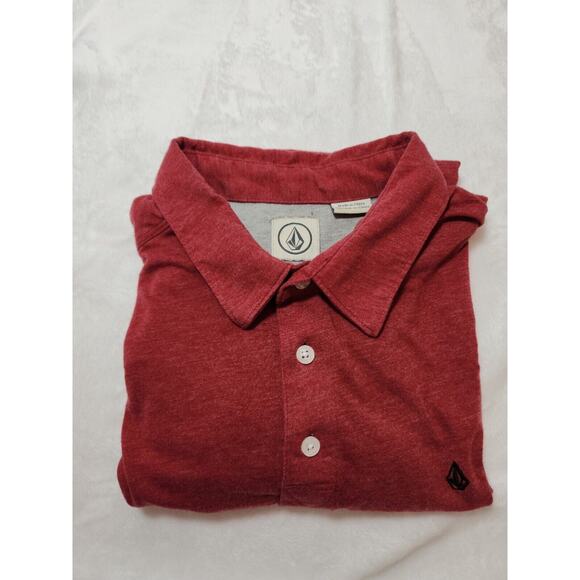 Volcom | Shirts | Volcom Polo Shirt Mens Large Red Short Sleeve Golf ...